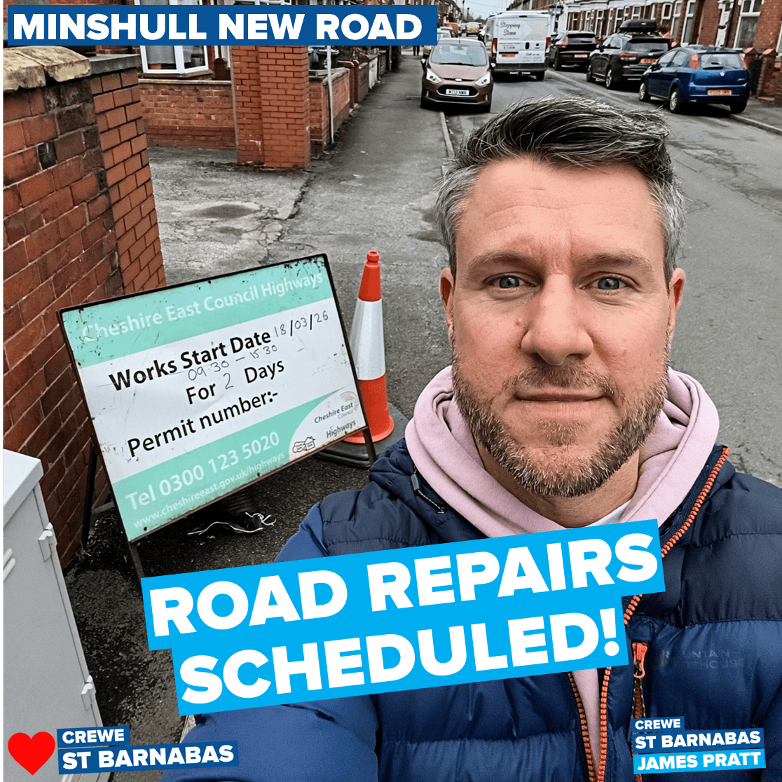 Minshull New Road – Repairs Starting This Week – Cllr James Pratt | St ...